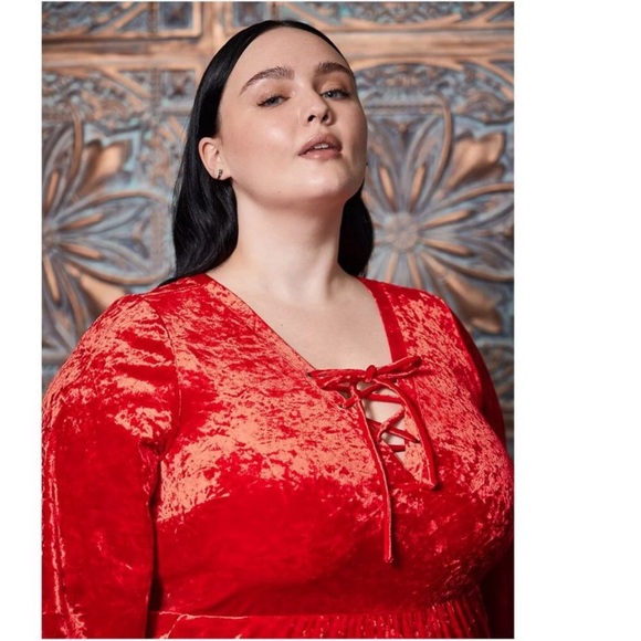 torrid | Dresses | Torrid Red Velvet Lace Up Sexy Devil Costume Dress X ...